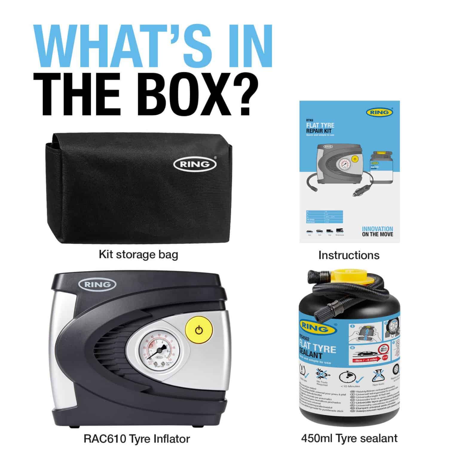 Ring RTK6 Flat Tyre Sealant Complete Kit - Autolume Plus